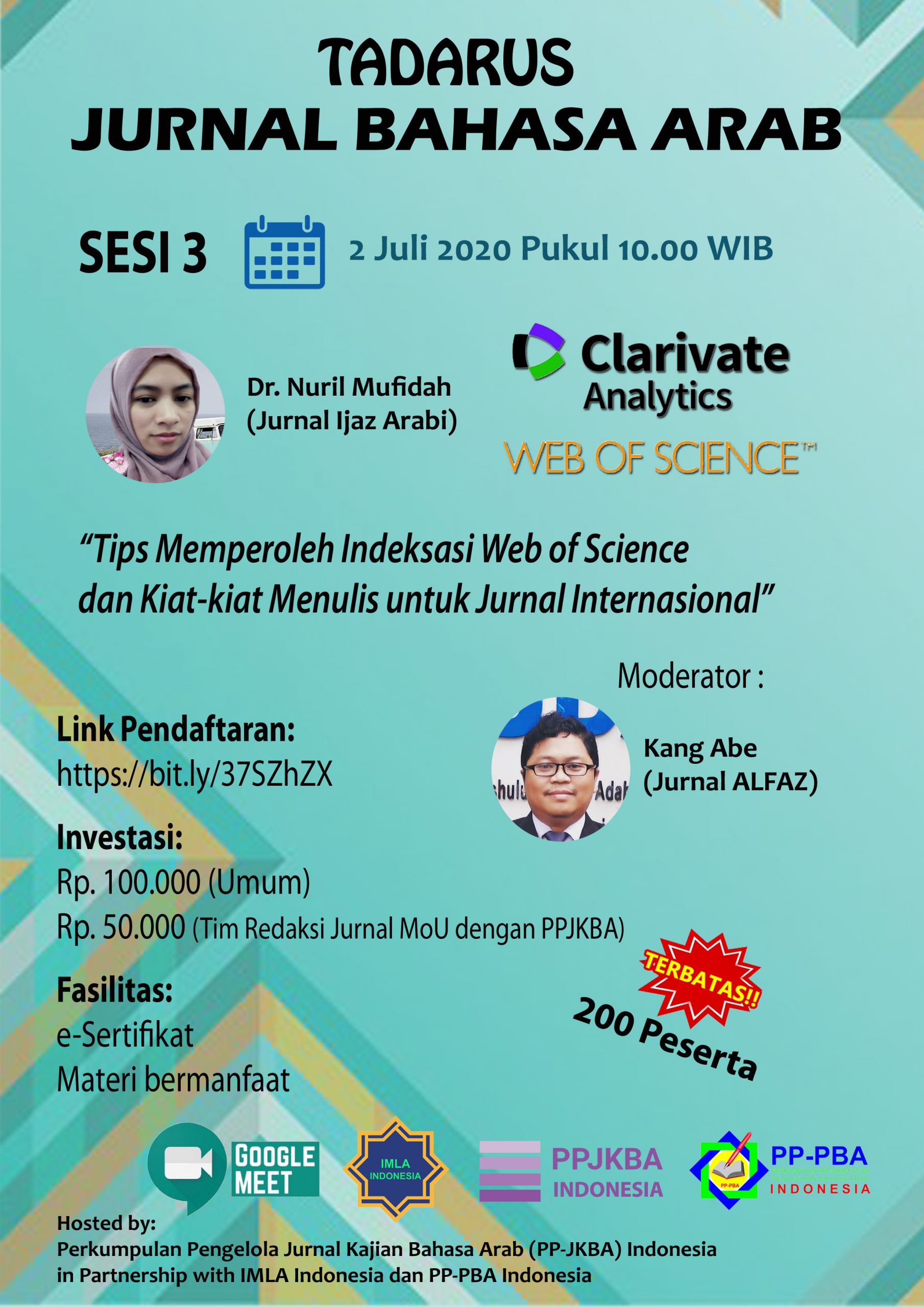 Webinar Tadarus Jurnal Bahasa Arab Sesi 3 – PPJKBA Indonesia